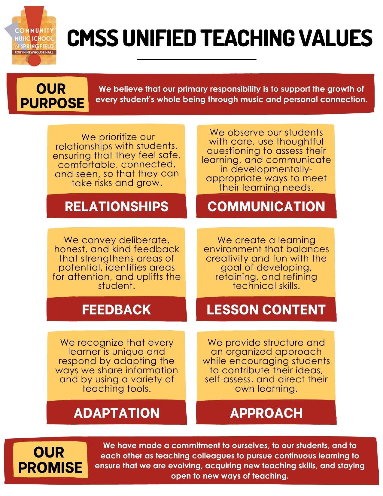 Unified Teaching Values - Community Music School Of Springfield